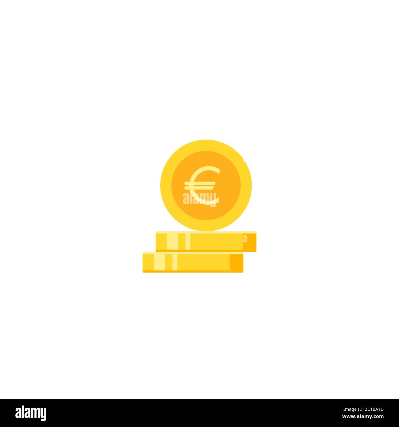 Stack of golden euro coins. Flat gold icon. Isolated on white. Economy ...