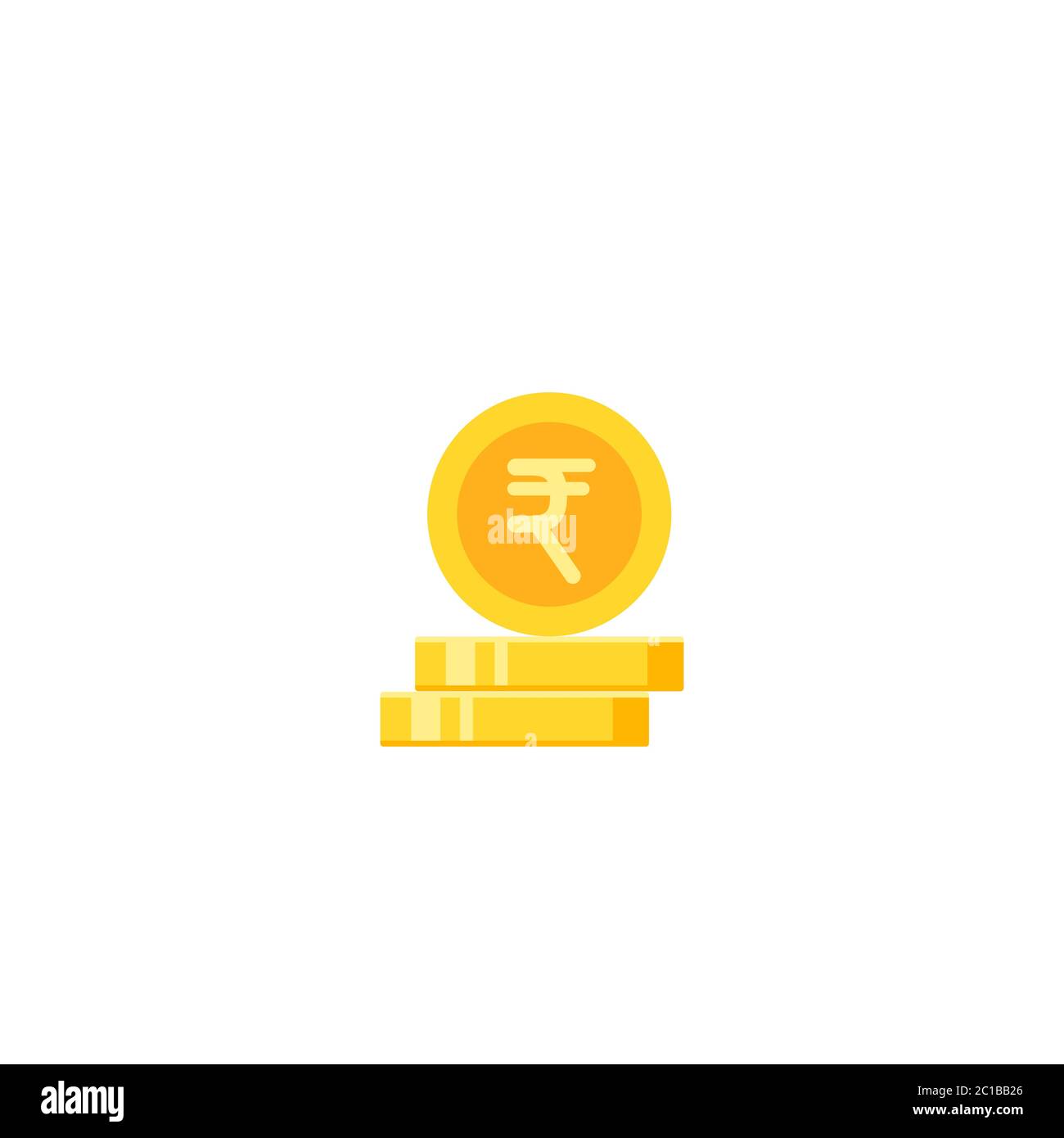 Stack of golden rupee coins. Flat gold icon. Isolated on white. Economy ...