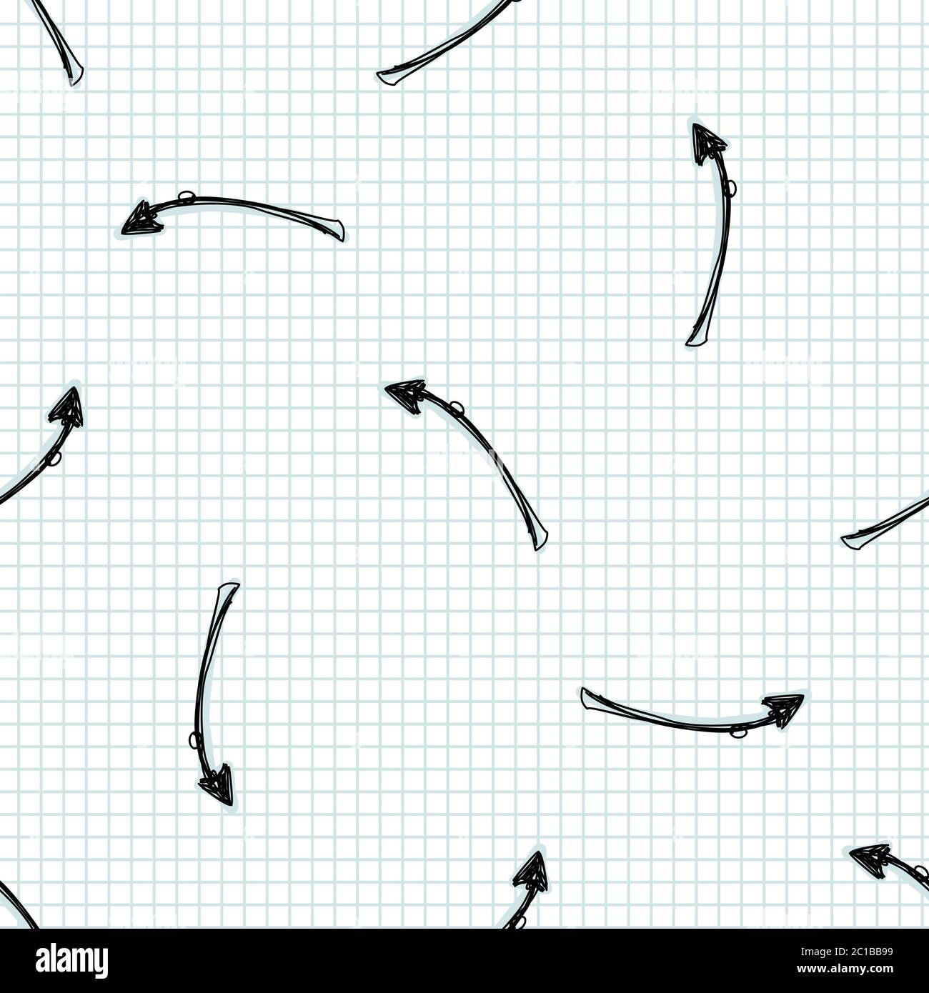 Seamless doodle arrow sketches vector pattern. Simple hand drawn narrow ...