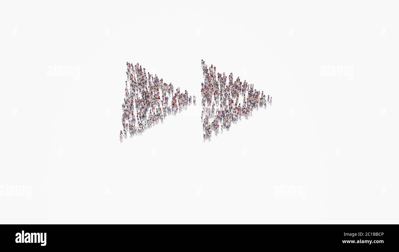 3d Rendering Of Crowd Of Different People In Shape Of Symbol Of Double