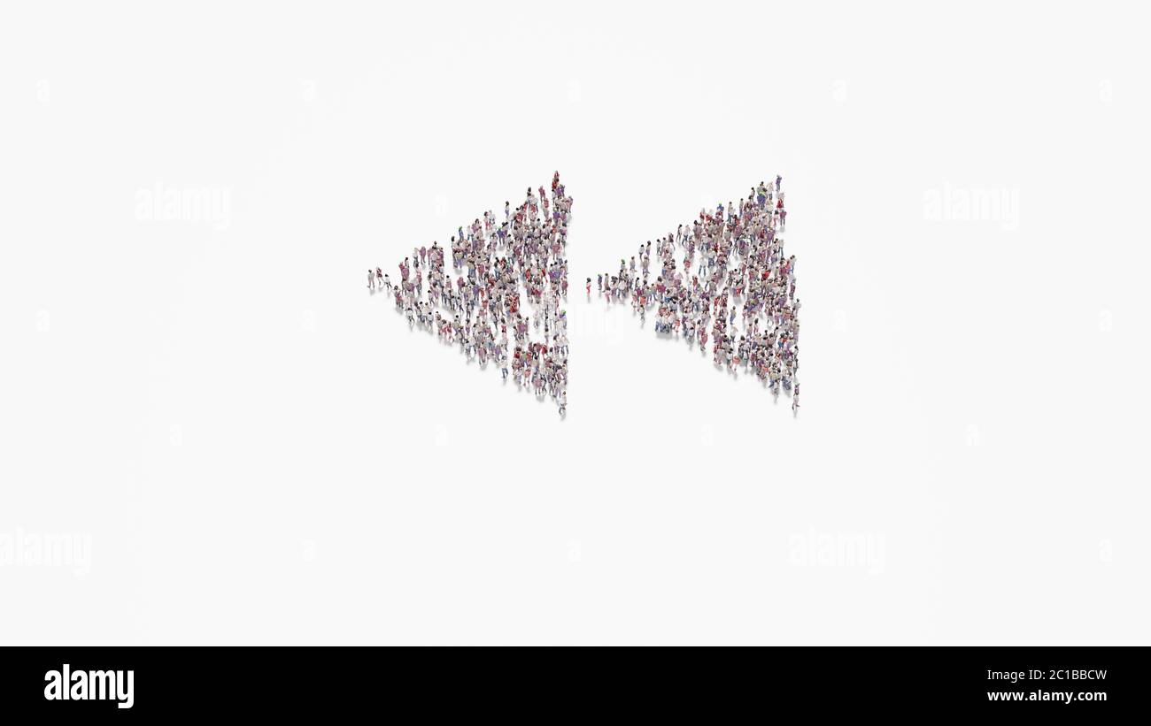 3d rendering of crowd of different people in shape of symbol of double ... 3d rendering of crowd of different people in shape of symbol of double ...
