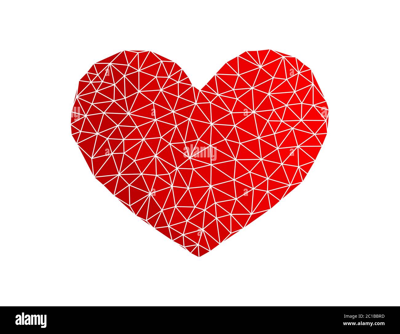 Red heart made of triangles, low poly vector illustration Stock Vector ...