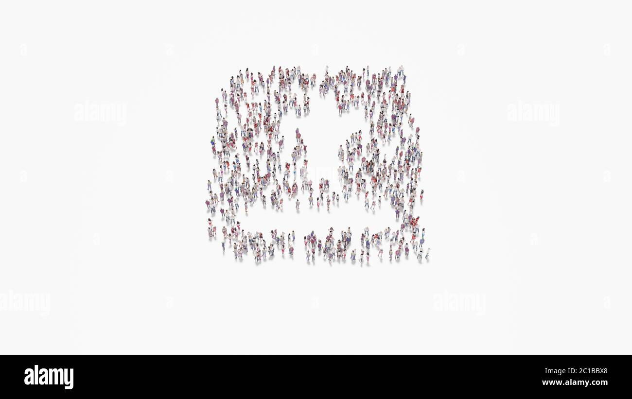 3d rendering of crowd of different people in shape of symbol of bible ...