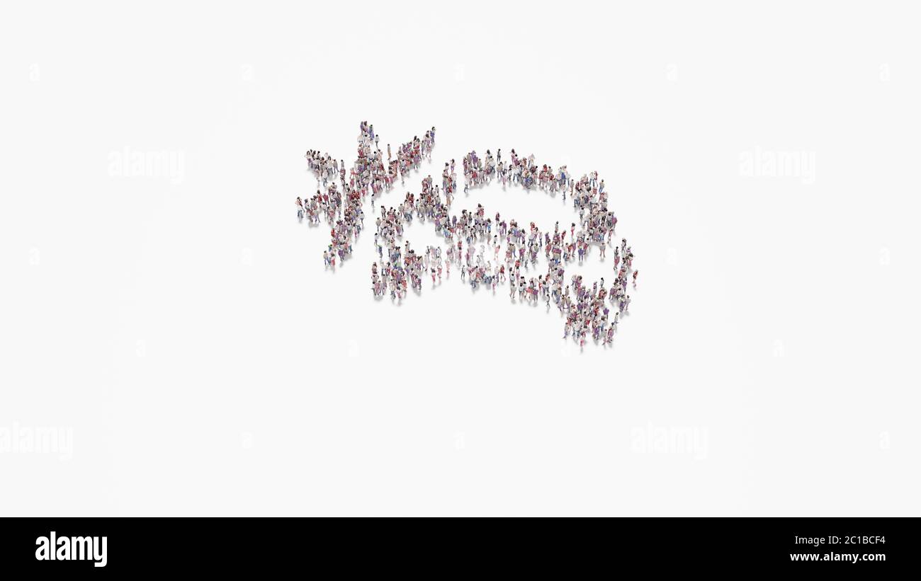 3d rendering of crowd of different people in shape of symbol of car ...