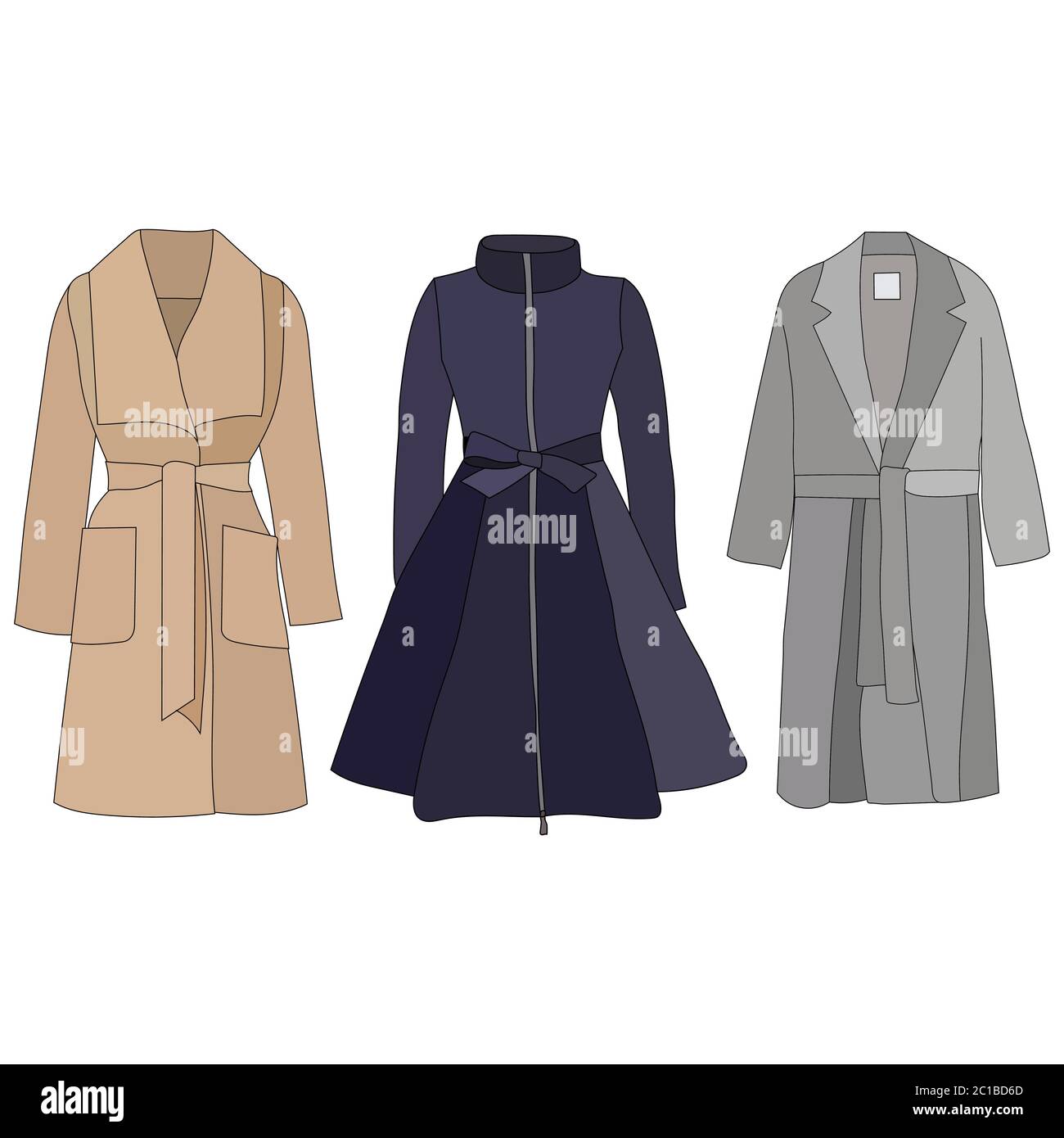 vector, on a white background, women's clothing, coat Stock Vector ...