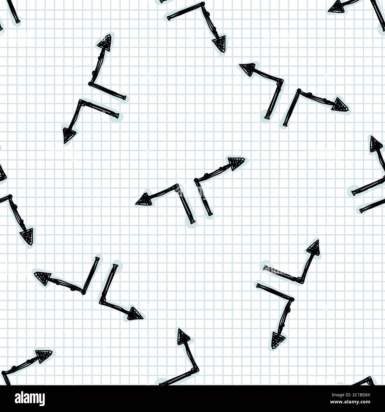 Seamless doodle arrow sketches vector pattern. Simple hand drawn narrow ...