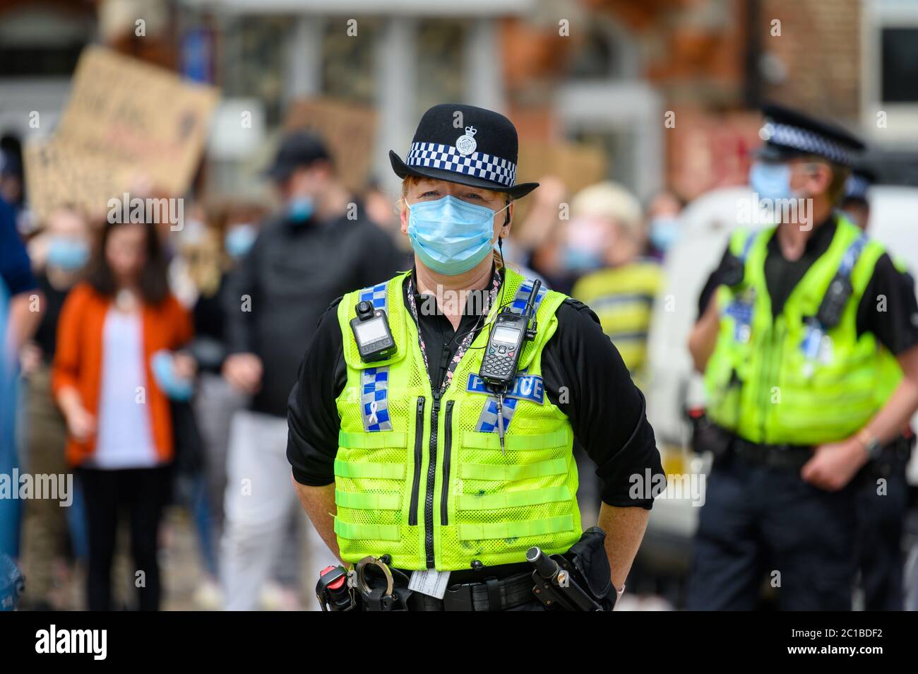 Black woman female policewoman police officer crowd control hi-res ...