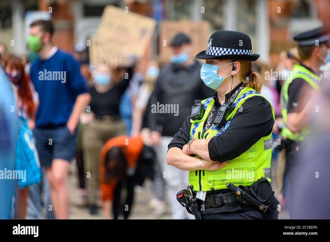 Black woman female policewoman police officer crowd control hi-res ...