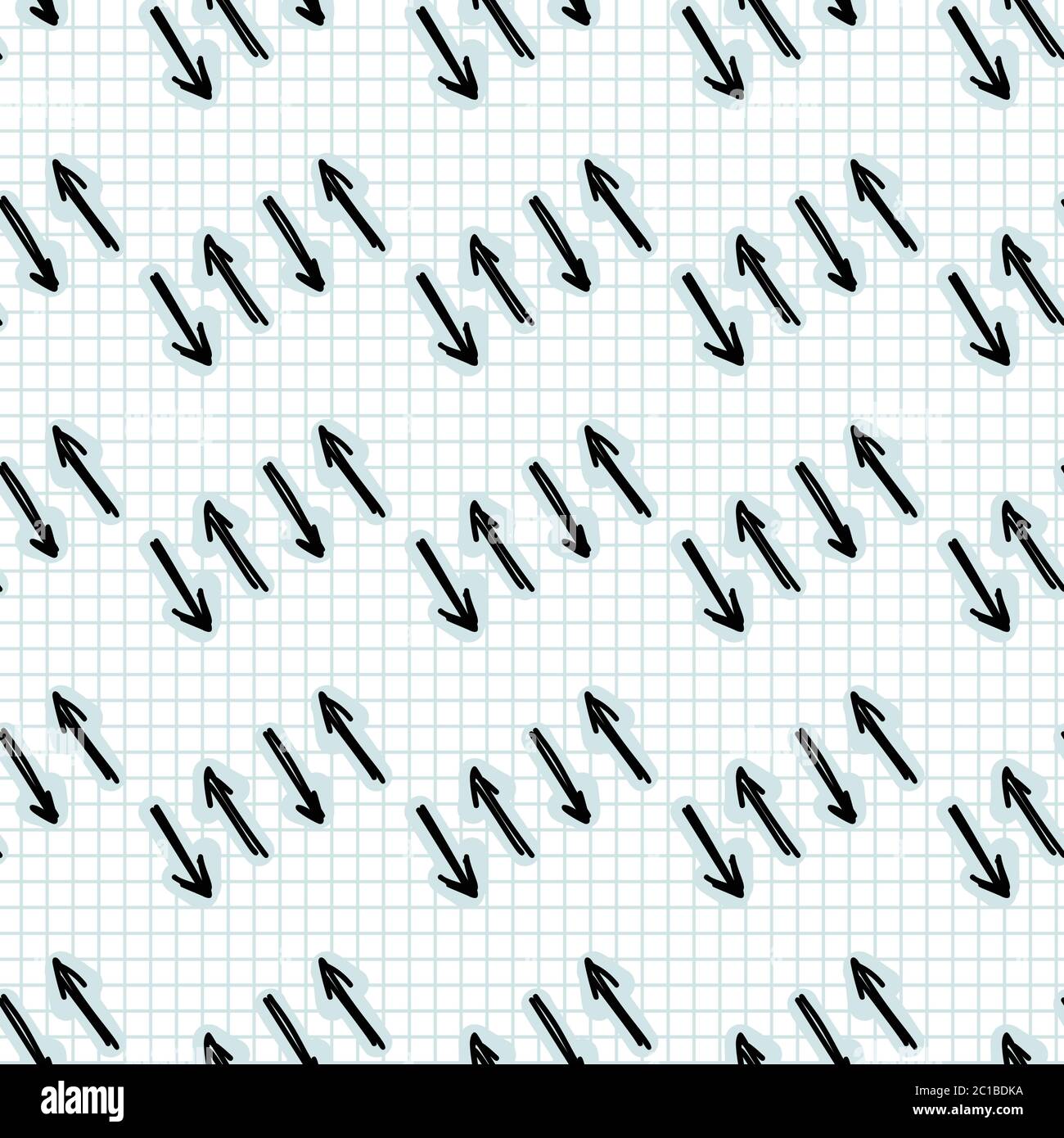 Seamless doodle arrow sketches vector pattern. Simple hand drawn narrow ...