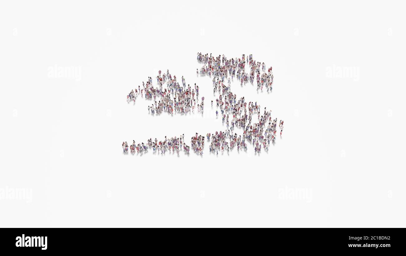 3d rendering of crowd of different people in shape of symbol of fairy ...