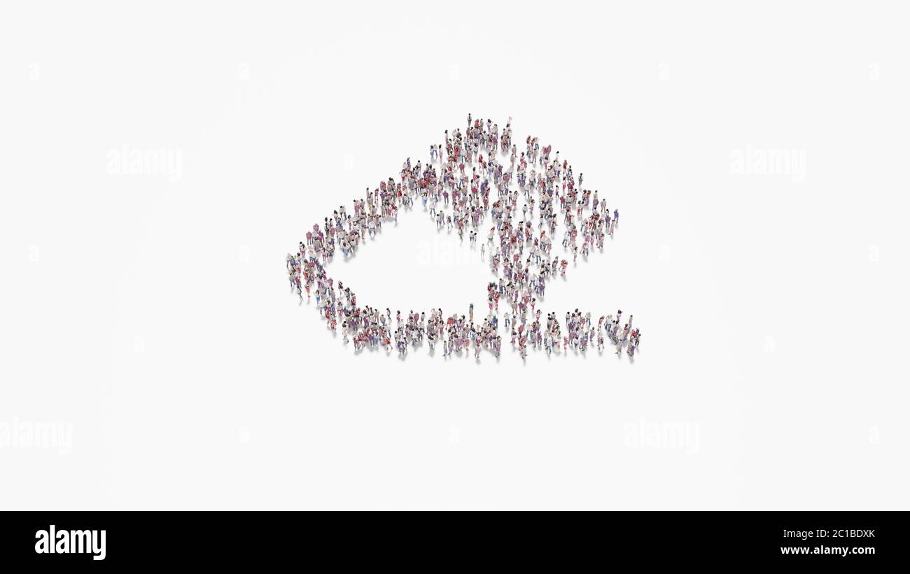 3d rendering of crowd of different people in shape of symbol of eraser ...