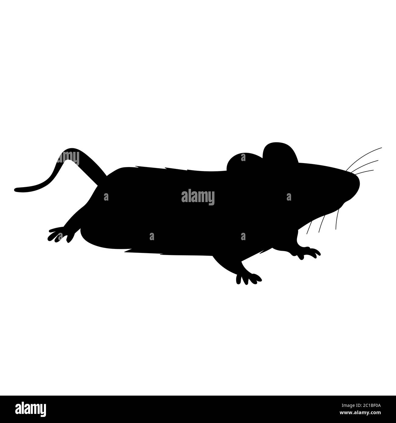 white background, black silhouette of a rat, mouse Stock Vector Image ...