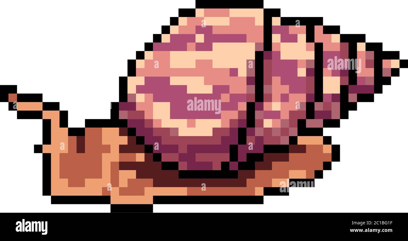 Pixel Art Snail Vector Pixel Art Cartoon Stock Illustration Download