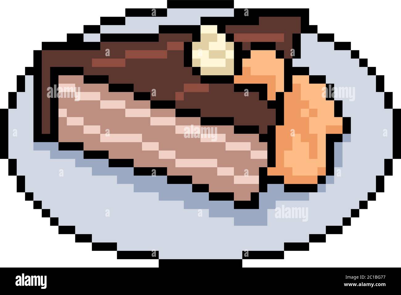 vector pixel art cake serve isolated cartoon Stock Vector Image & Art ...