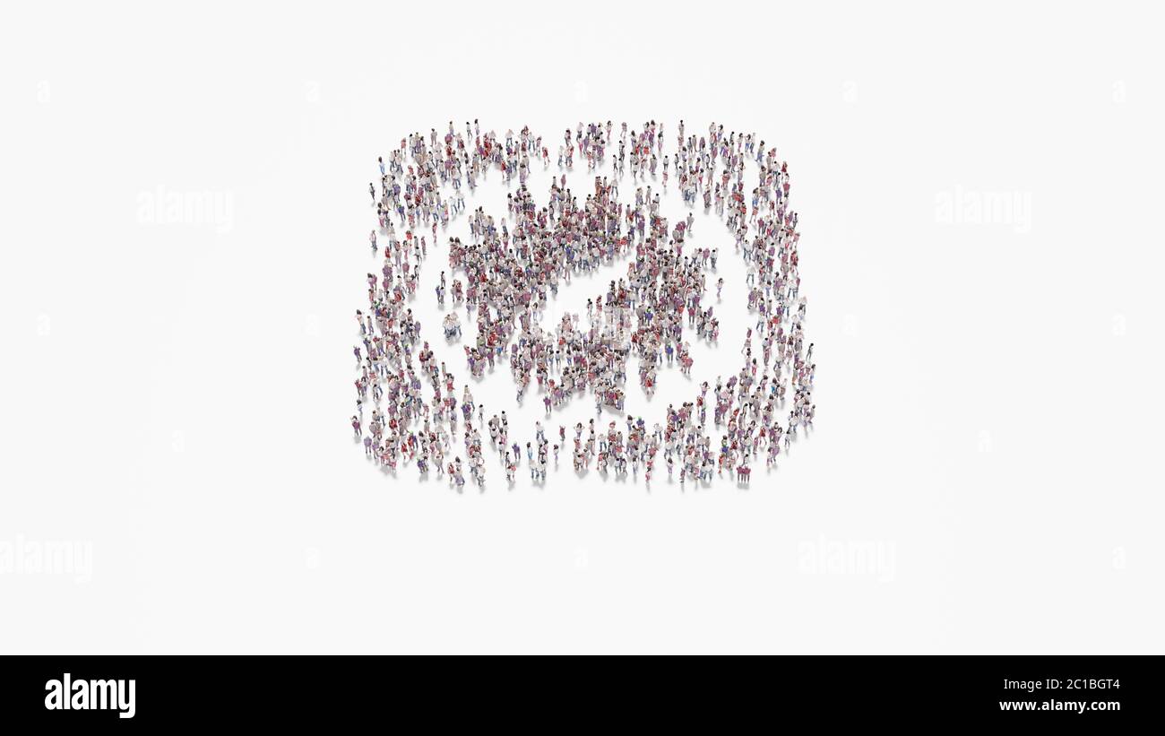 3d rendering of crowd of different people in shape of symbol of compass ...