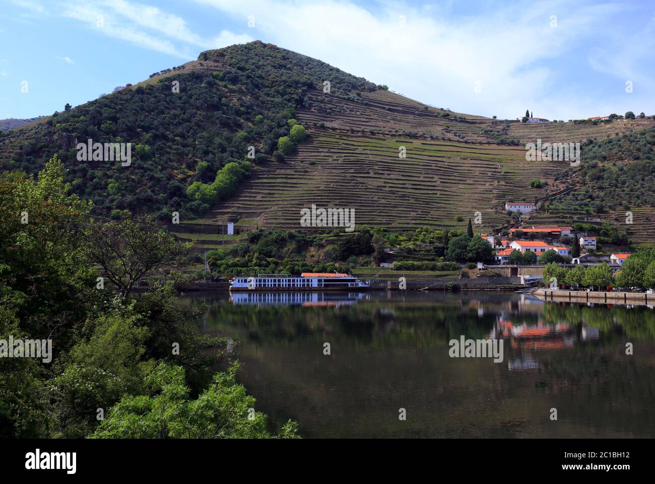 Portugal, Douro Region, Pinhao. Panoramic view of Pinhao and the ...