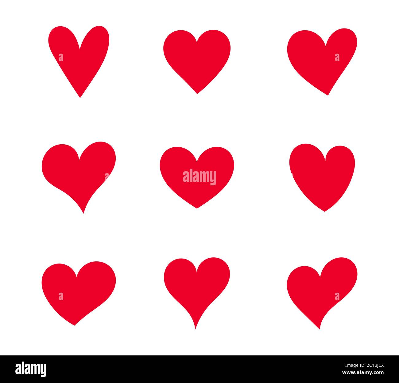 Red doodle hearts set of icons. Vector illustration Stock Vector Image ...