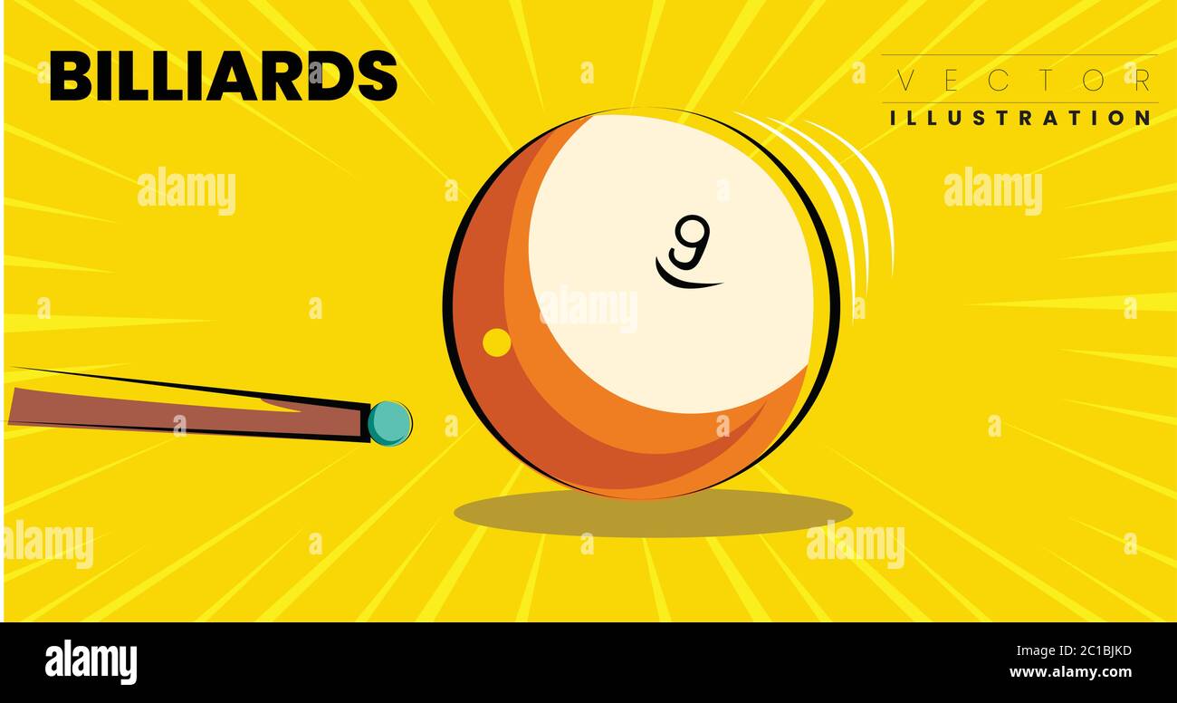 Action Shot Billiards Table Pool Cue and Balls vector illustration ...
