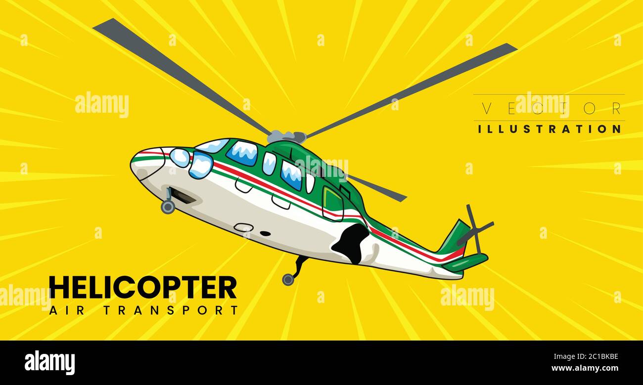 Helicopter - vector Rescue helicopter pop art style. Hand drawn comic ...