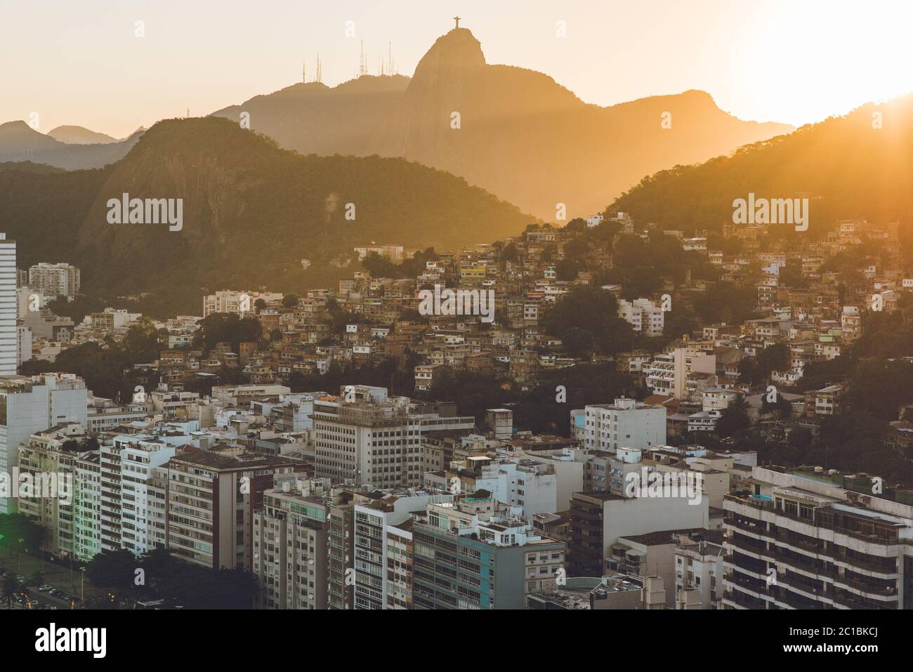 Sunset View in Copacabana, Apartment Buildings, Favela Babilonia ...