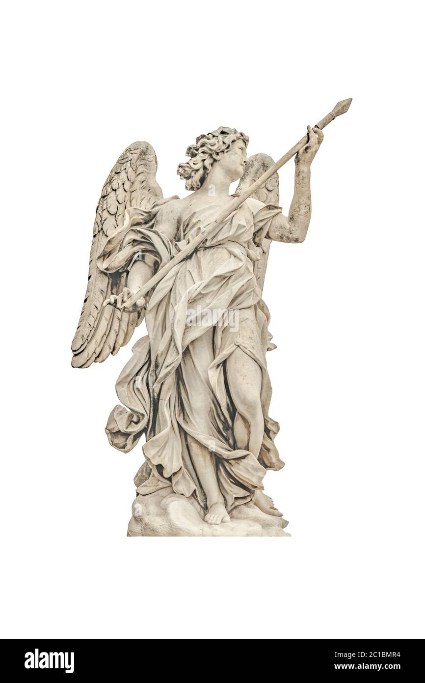 Angel with Spear Sculpture Isolated Photo Stock Photo - Alamy