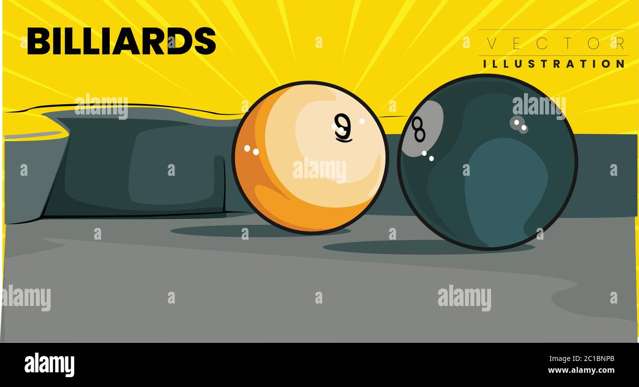 Action Shot Billiards Table Pool Cue and Balls vector illustration ...