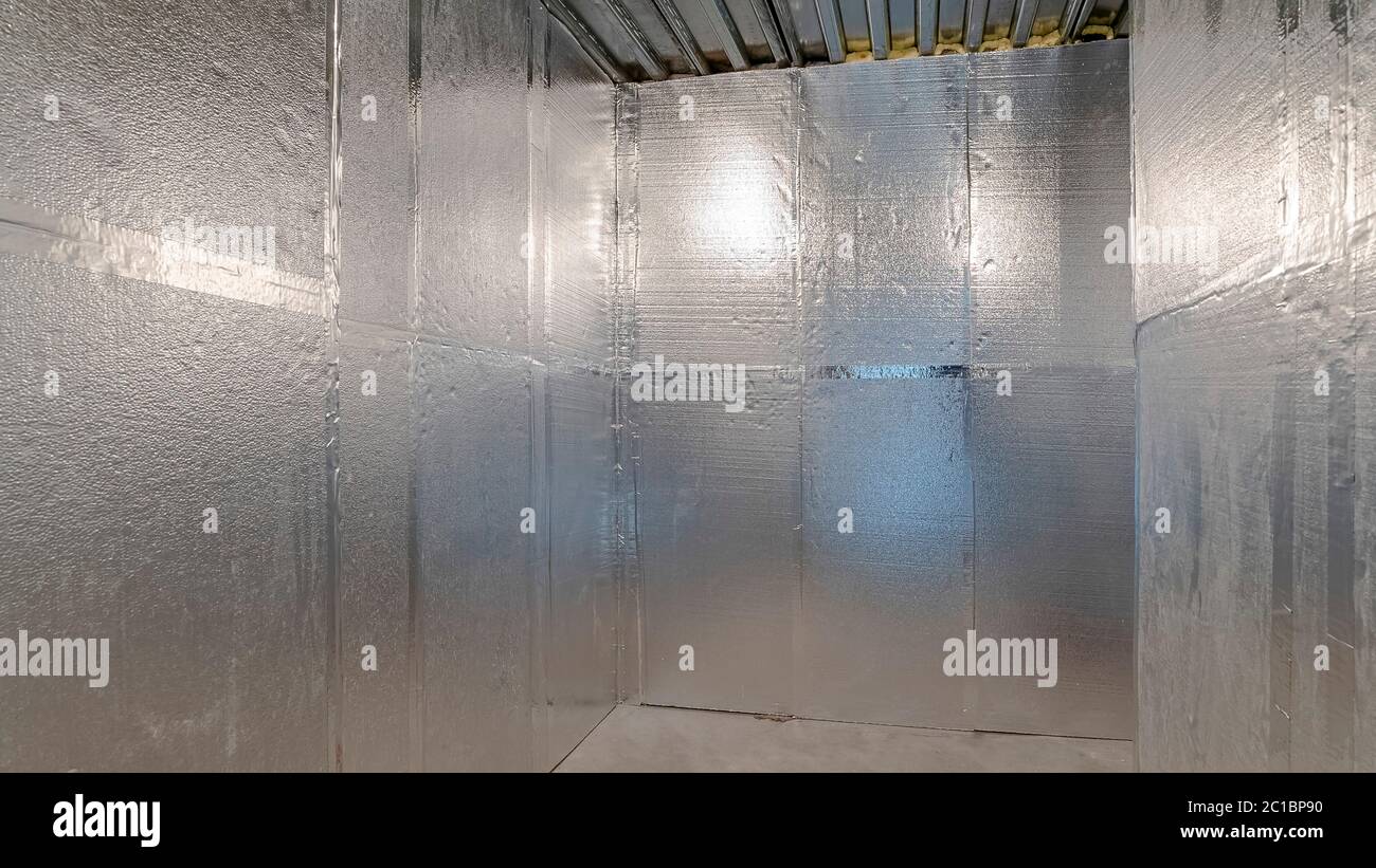 Panorama Interior of an empty home cold storage unit Stock Photo - Alamy