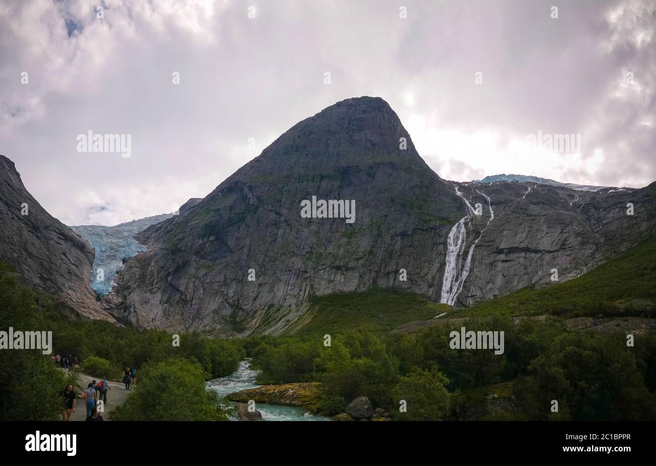 Jostedalsbreen national park briksdal glacier norway waterfall hi-res ...