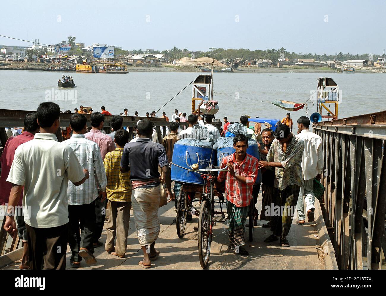 The ferry ghat in Khulna, Bangladesh for boarding the ferry across the ...