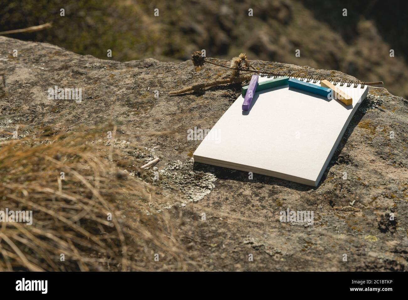 Close-up artwork for the designer. A blank notepad for drawing pastel ...