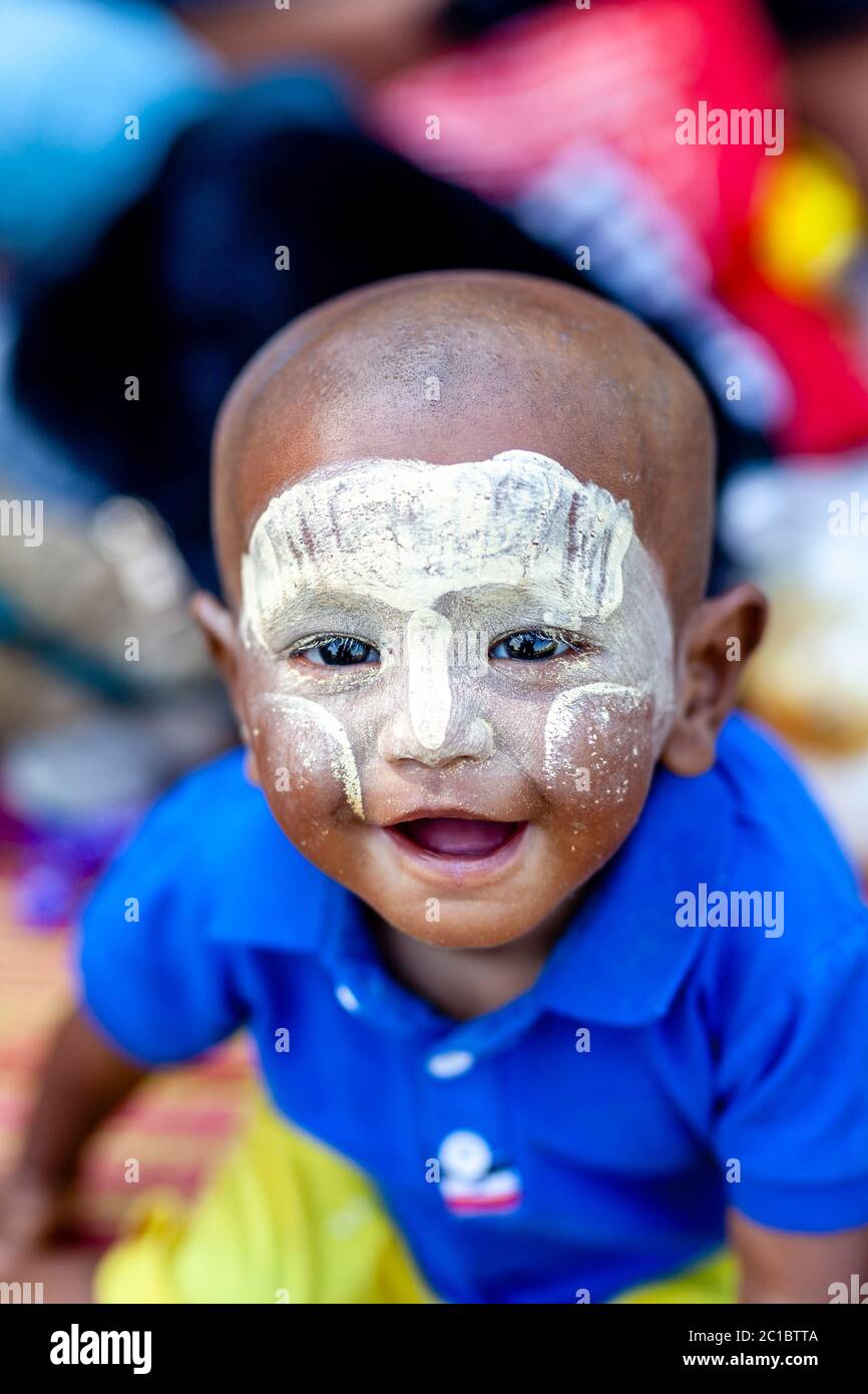 A Happy Burmese Child In Maha Bandula Park, Yangon, Myanmar Stock Photo ...