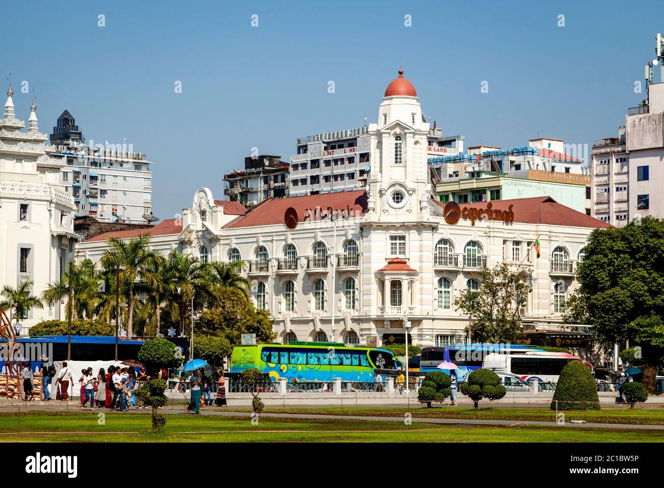 Colonial Era Buildings Photographed From Maha Bandula Park, Yangon ...