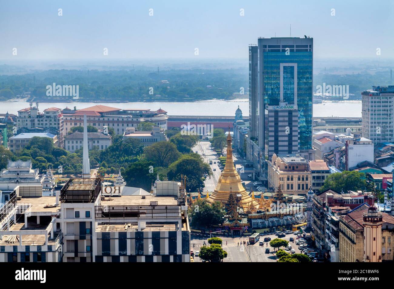 The Sule Pagoda and Yangon Skyline, Yangon, Myanmar Stock Photo - Alamy