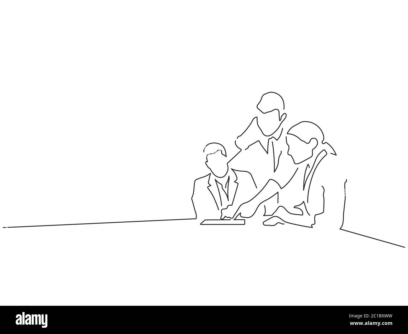 Teamwork line drawing, vector illustration design Stock Vector Image ...