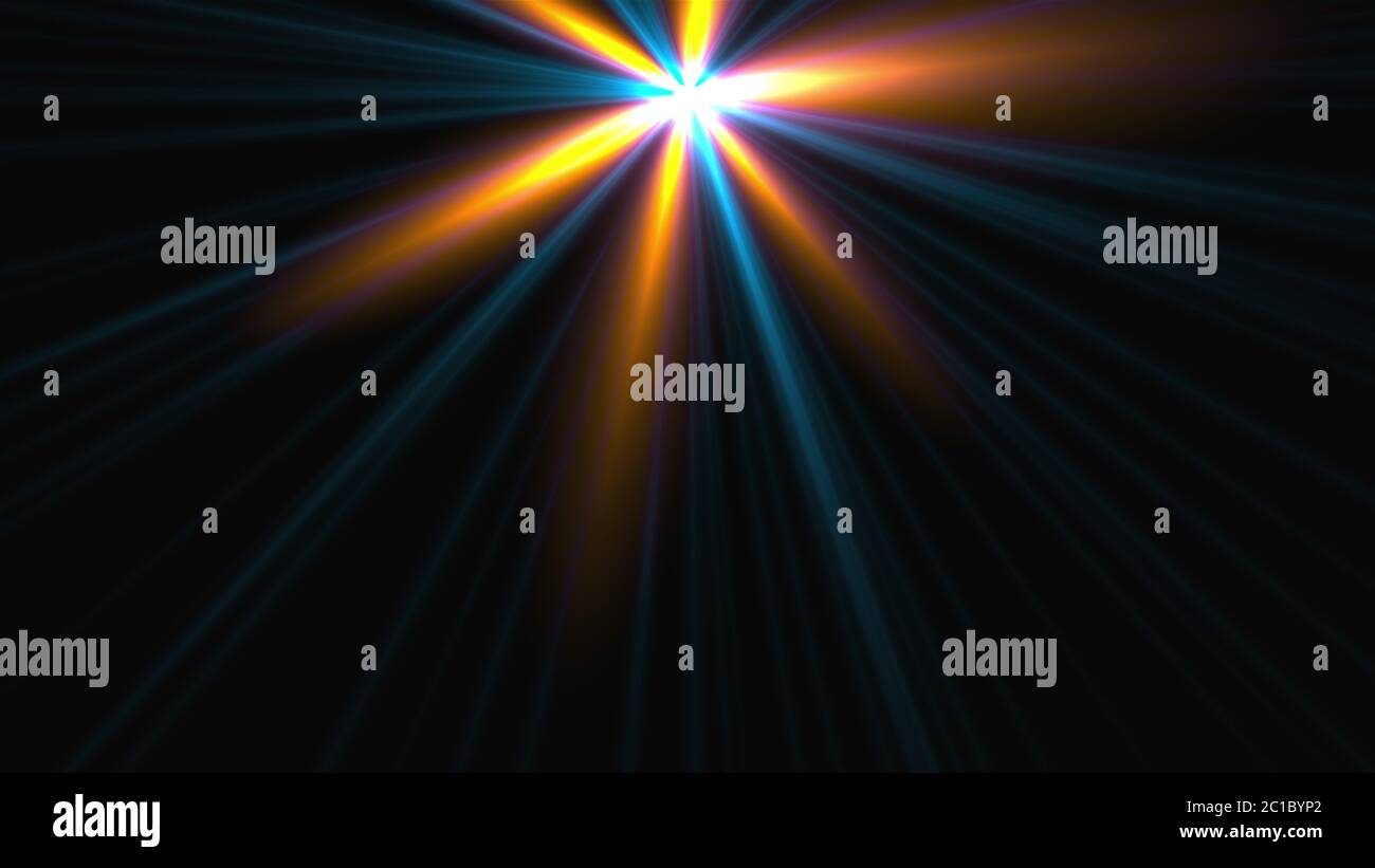 Computer generated shiny star with rotating beams of light. 3d ...