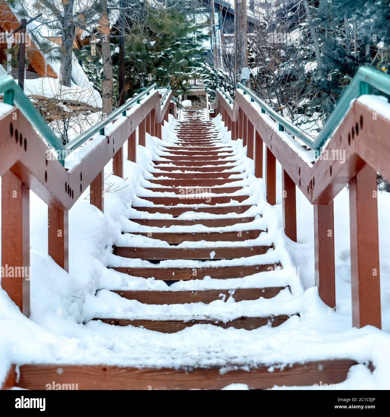 Square crop Stairway on a scenic nature and residential landscape with ...