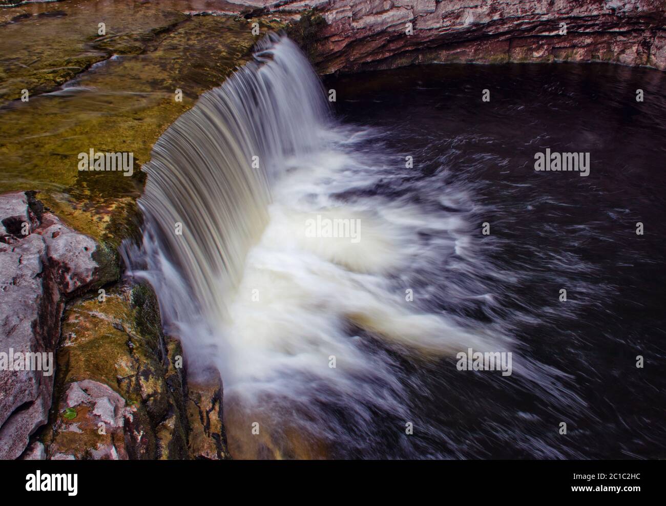 Looking down at the bottom tier of Stainforth Force waterfalls in the ...