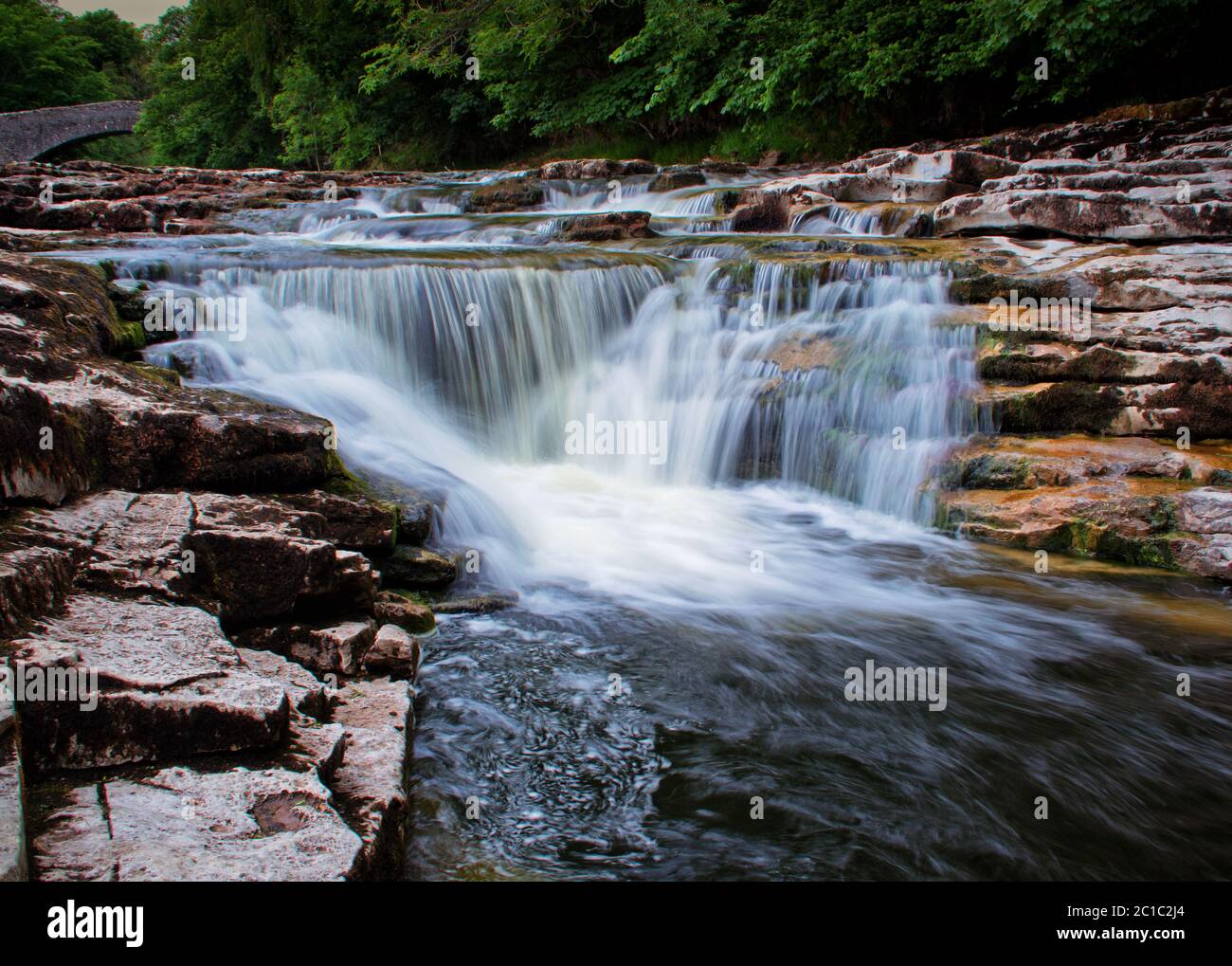 The upper tier of Stainforth Force waterfalls in the Yorkshire Dales ...
