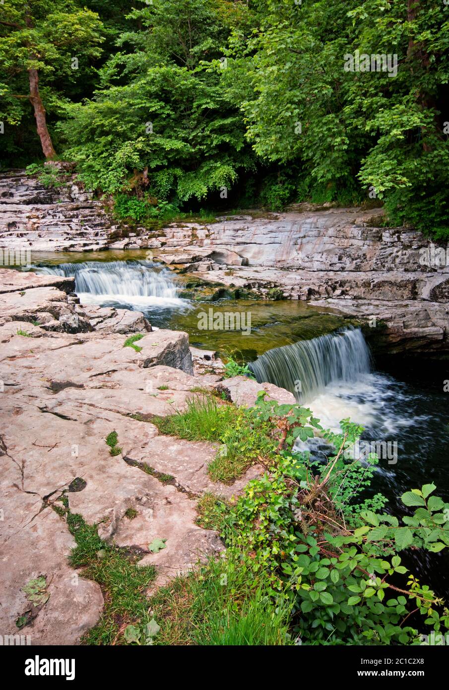 The second and third tiers of Stainforth Force waterfalls in the ...