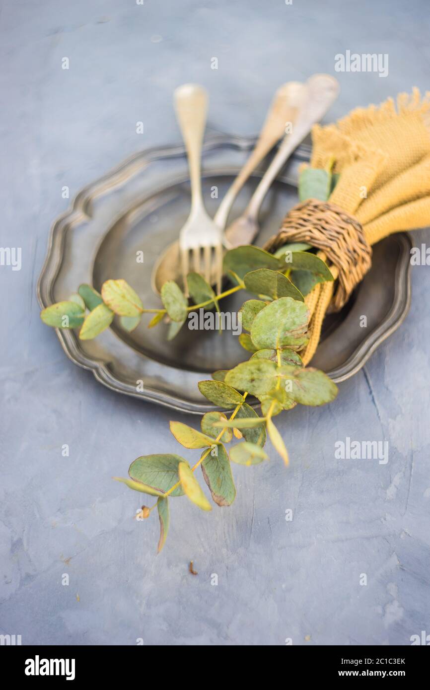 Rustic table setting Stock Photo - Alamy