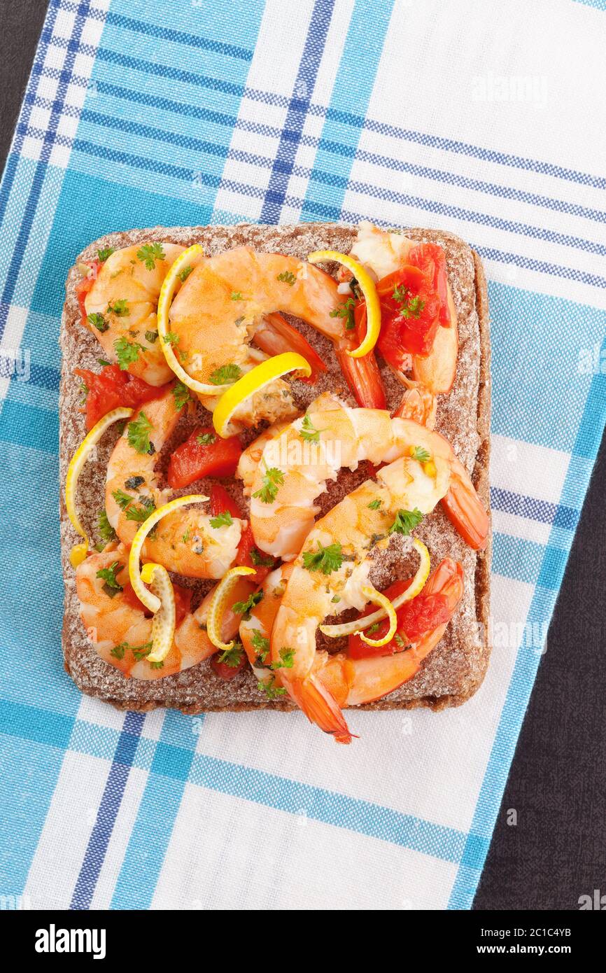 Delicious shrimp sandwich Stock Photo - Alamy