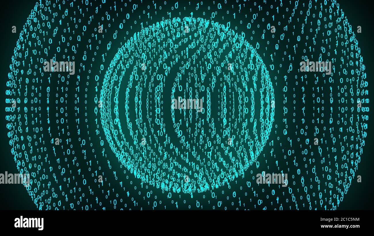 Big And Small Binary Number Spheres Computer Generated 3d Rendering Of Binary Code Background