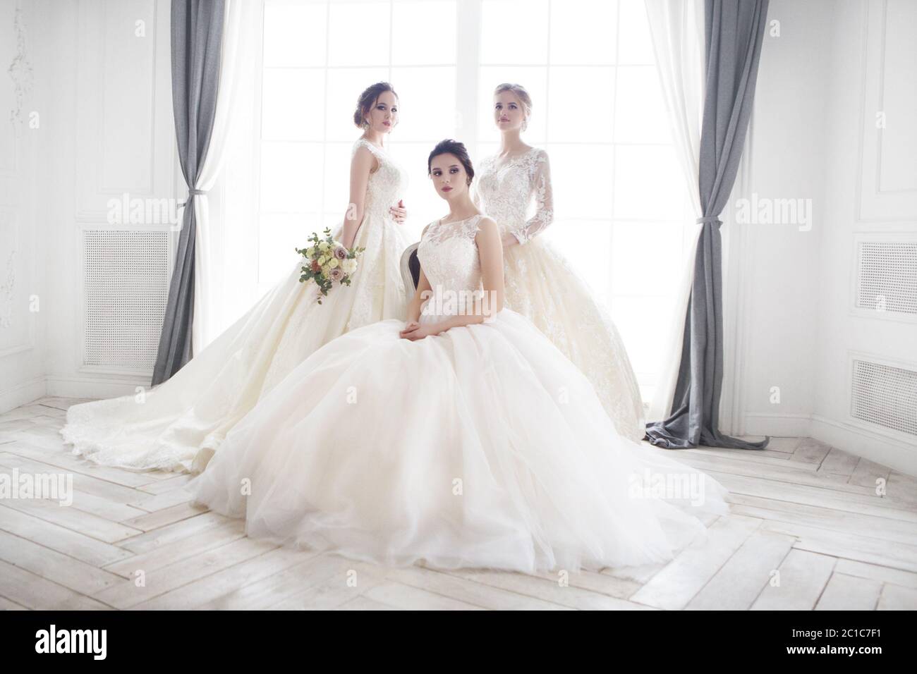 Young Smiling Brides Stock Photo - Alamy