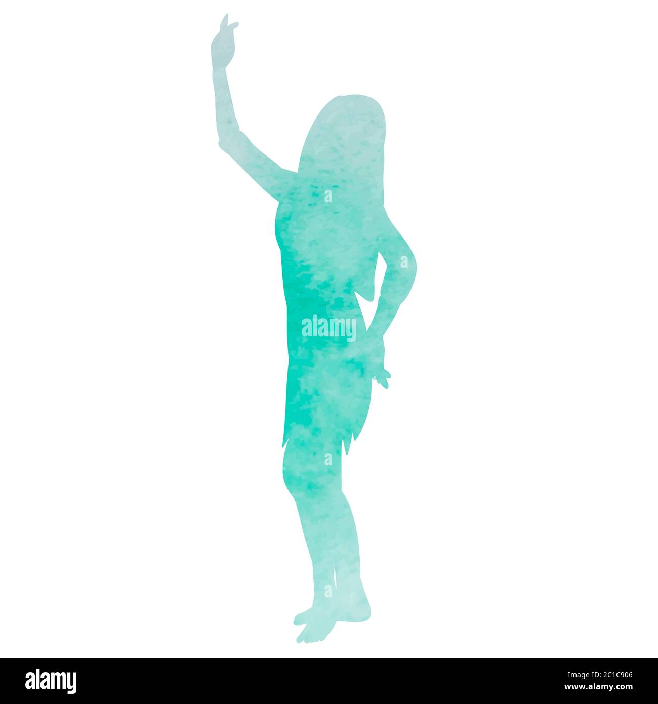 vector, on a white background, green watercolor silhouette girl dancing ...