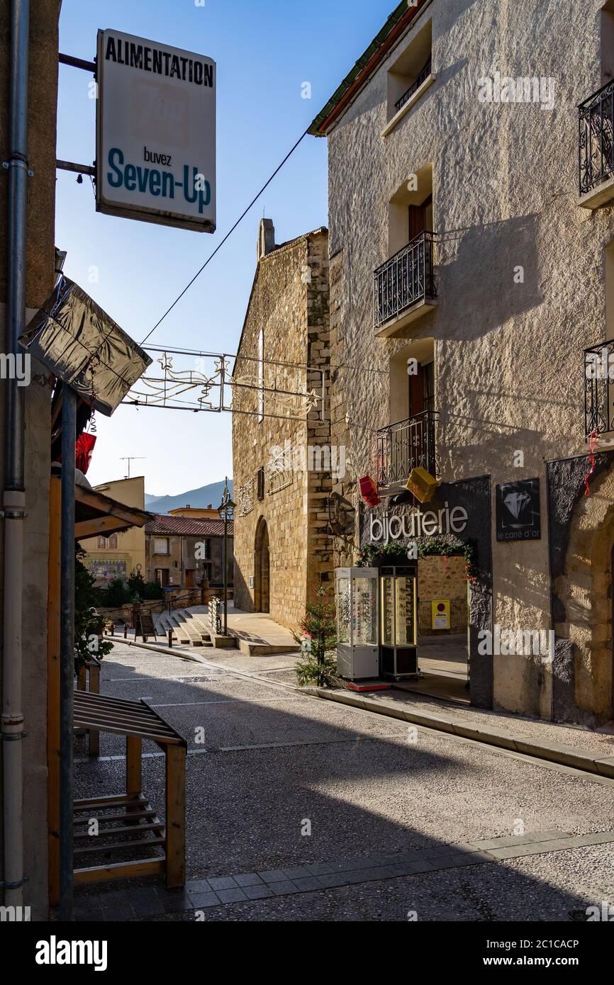 Old town of Argeles sur Mer France, a popular resort town on ...