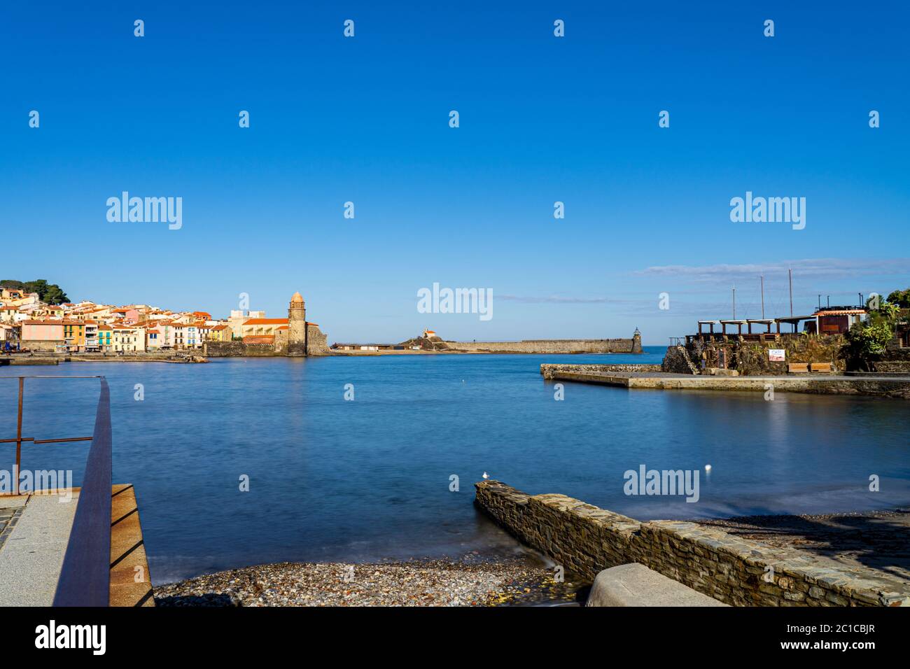 Old town of Collioure, France, a popular resort town on Mediterranean ...