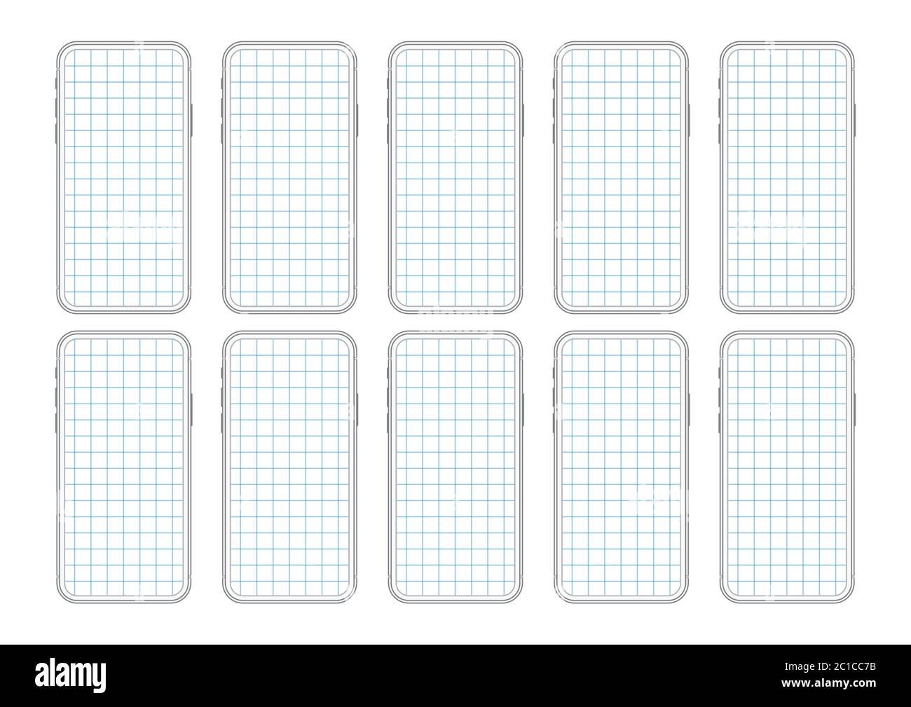 Mobile Phone Wireframe Grid App Mockup Template Stock Vector Image ...