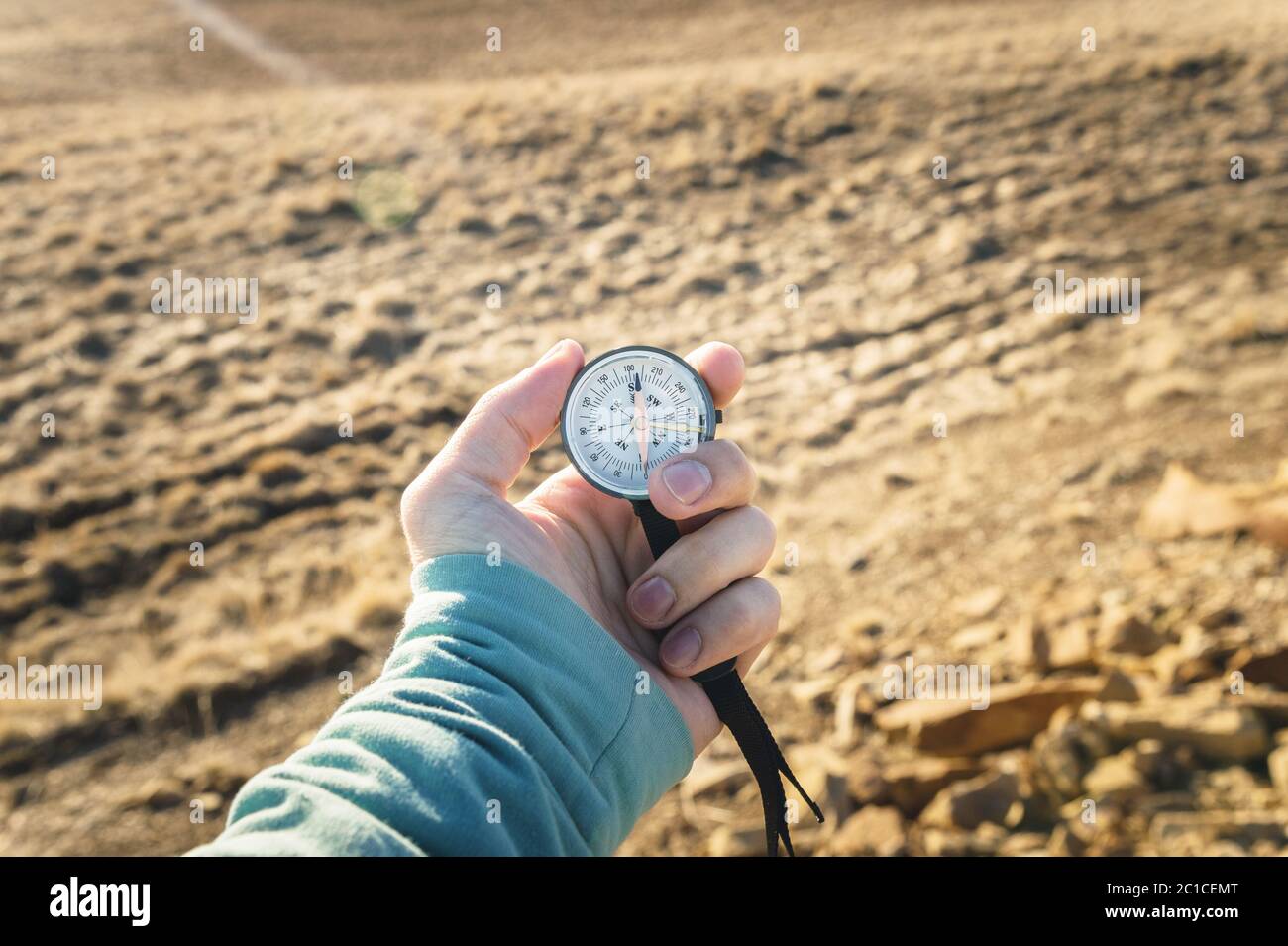 Compass in Hand Natural background .Vintage Tone Stock Photo - Alamy
