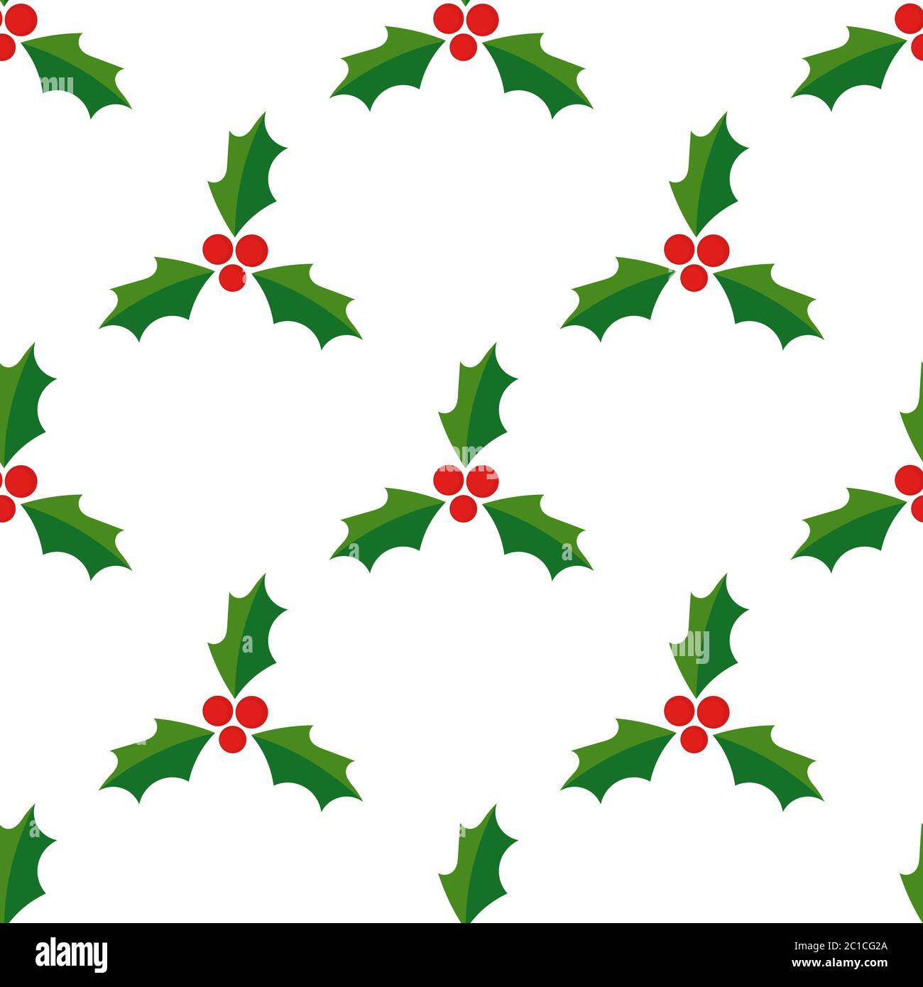 Christmas holly berries seamless pattern on white background. Vector ...