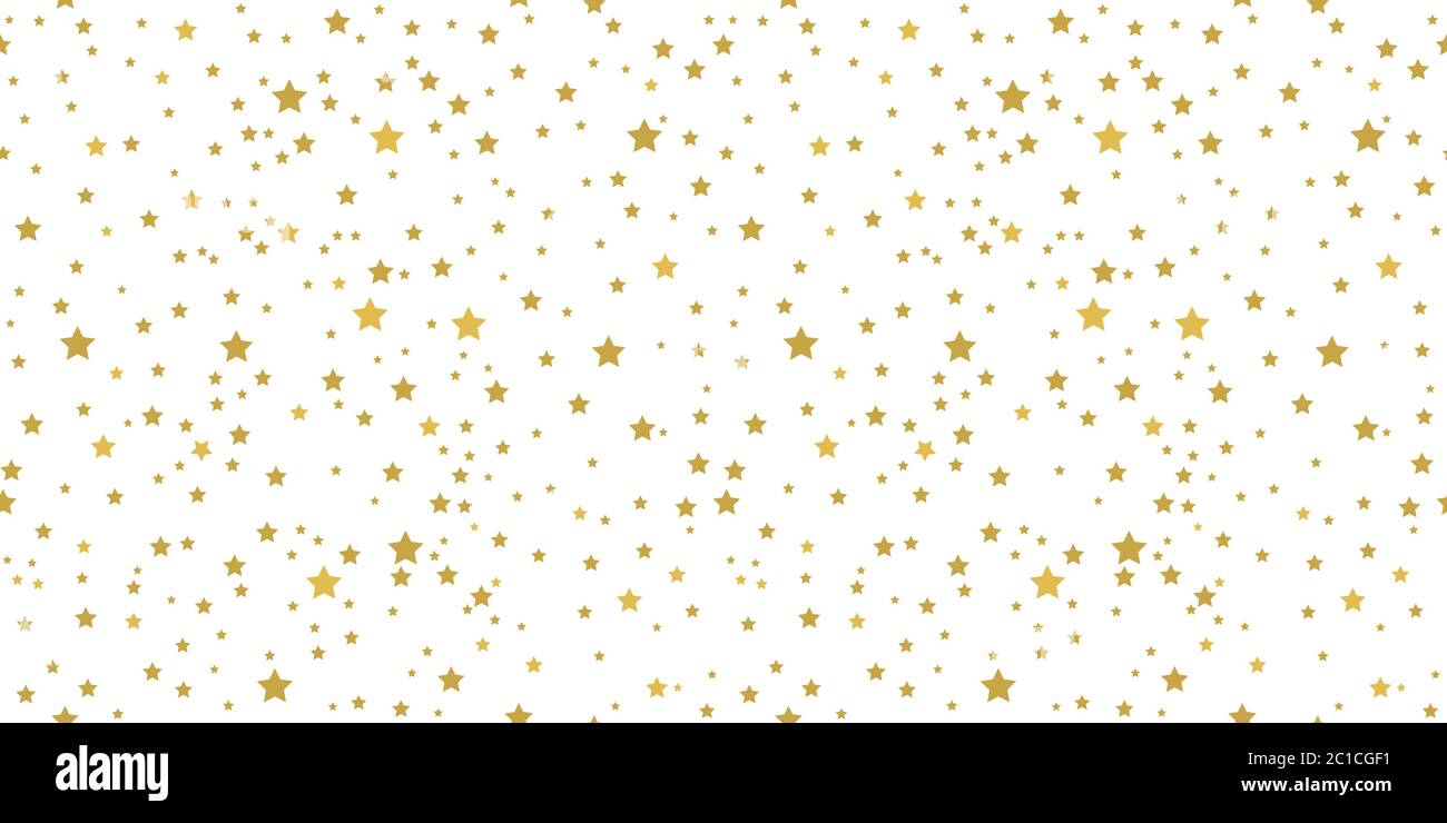 Golden stars on white background seamless pattern. Vector illustration ...